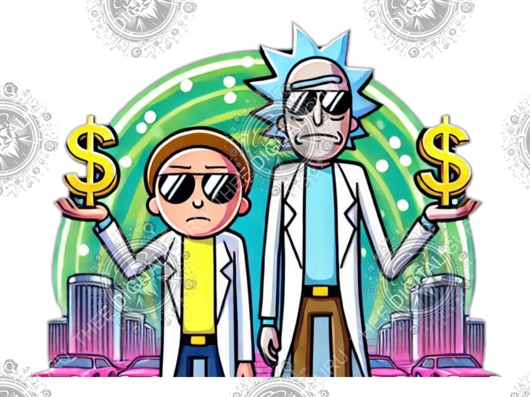 Rick and Morty-inspired Cartoon Dollar Power Arts 300 DPI High-quality ...