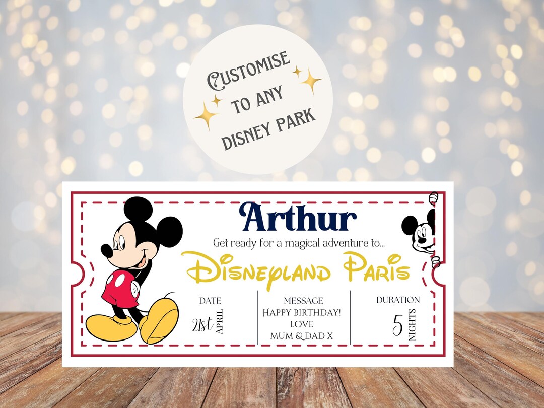 Disney Trip Reveal Ticket Card | Custom Mickey Mouse Surprise ...
