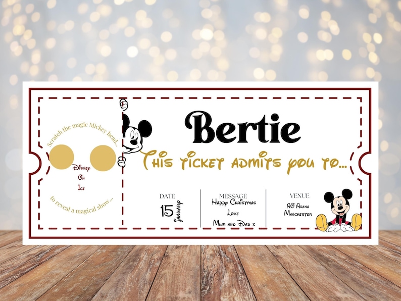 Personalised Disney on Ice Show Reveal Ticket | Mickey Mouse Scratch ...