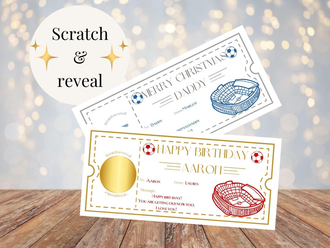 Football Stadium Tour Scratch to Reveal Ticket - Personalised ...