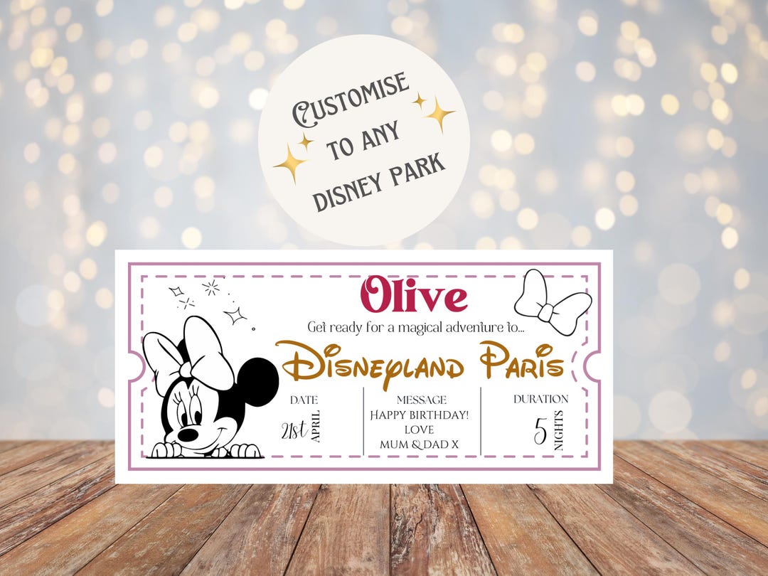 Disney Trip Reveal Ticket Card | Custom Minnie Mouse Surprise ...
