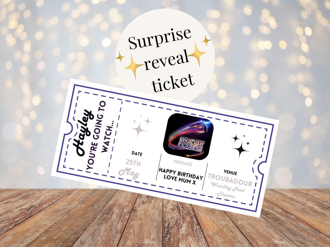 Personalised Starlight Express Reveal Ticket | Keepsake Gift - Etsy