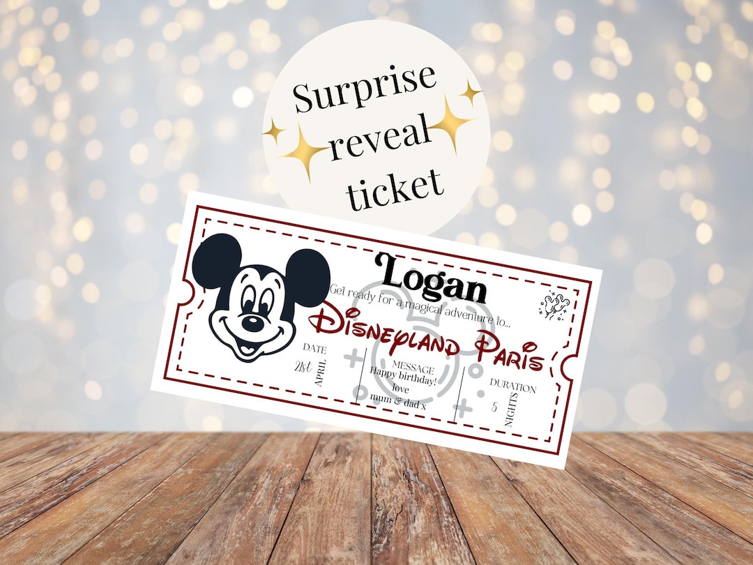 Disney World Trip Reveal Ticket | Custom Disneyland Paris Surprise ...