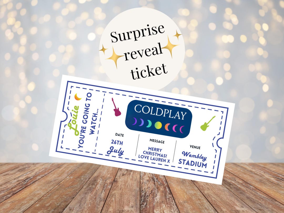 COLDPLAY Tour Concert / Gig Reveal Ticket Personalisable Wembley Fake ...