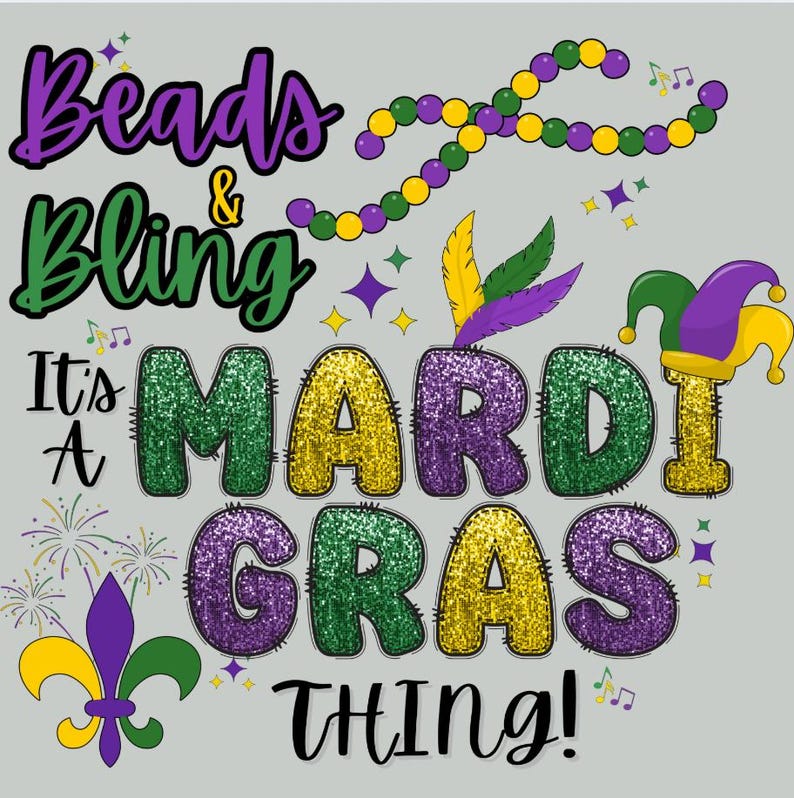 Beads and Bling Mardi Gras PNG - Etsy