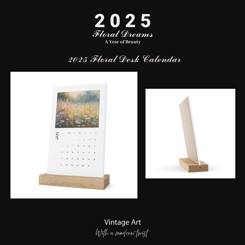 Calendar 2025 Floral Dreams Monthly Desk Calendar Wall Decor Art Year ...