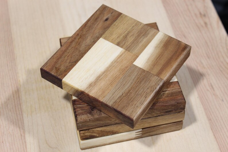 Handmade set of 4 Acacia Wood Coasters. Finished With Tung Oil. - Etsy