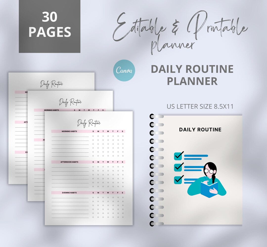 Daily Routine Planner Editable & Printable Planner Organize Your Day ...