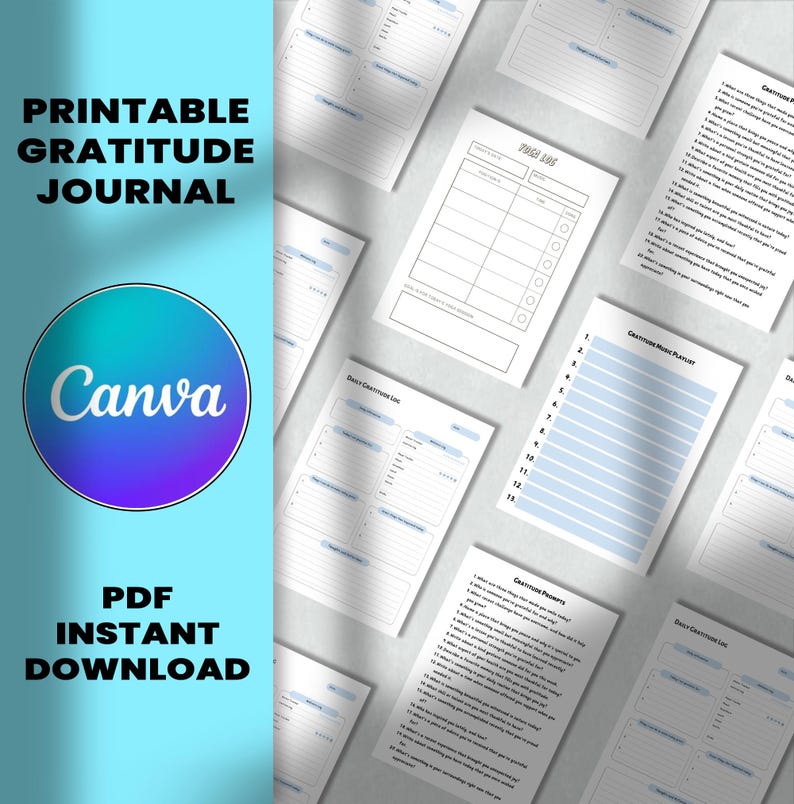 Gratitude Journal Printable Template Digital Journal Mental Health Self ...