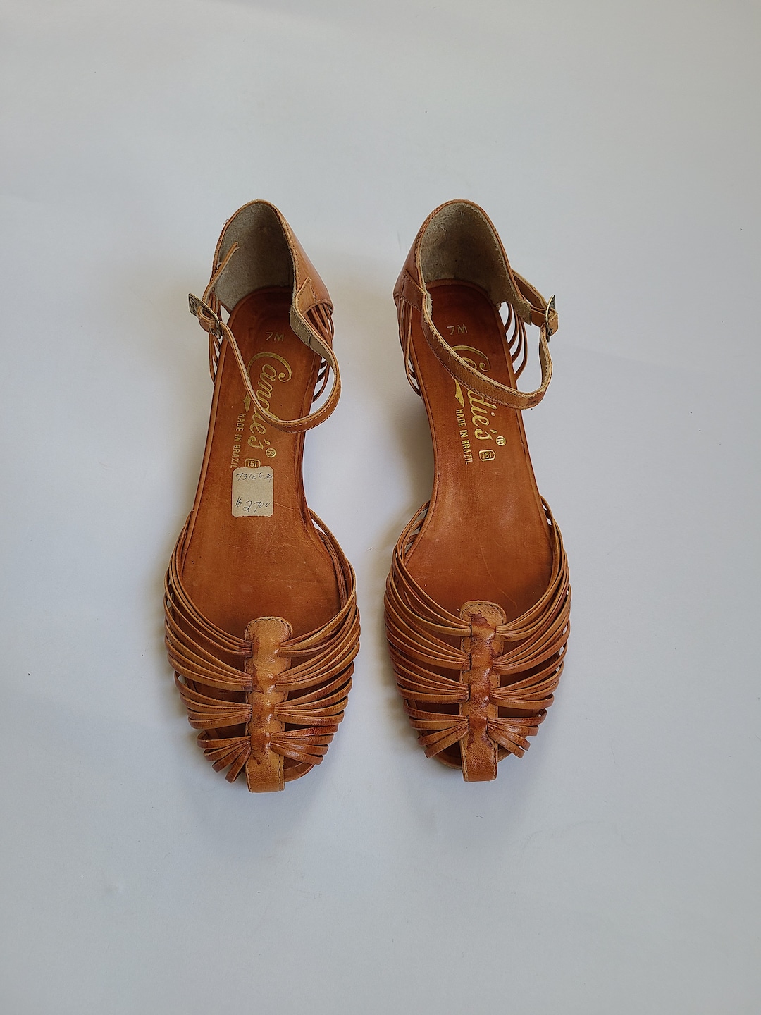 70s Sandals Candies Leather Sandals Size 7 Boho Summer - Etsy