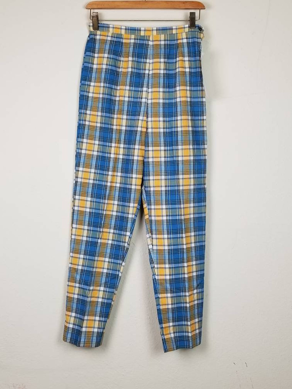 50s Capris 26x26 Blue Yellow Plaid Pedal Pushers Clam Diggers - Etsy