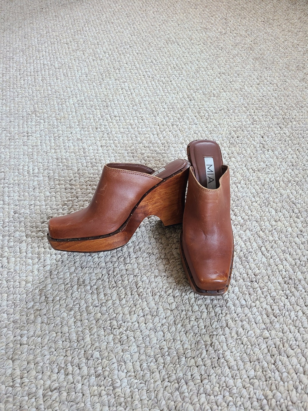 NEW MIA Clogs, Wooden Heel, Size 8, Ladies Wooden Clogs and Leather ...
