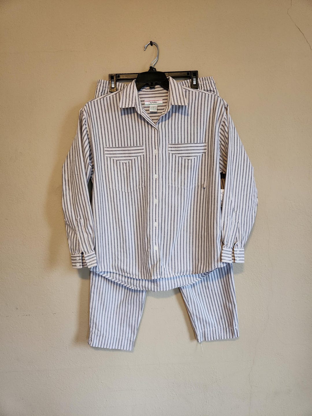 80s Izod Pajamas, Ticking Stripe, Work Wear Style, 2 Piece, Cotton - Etsy