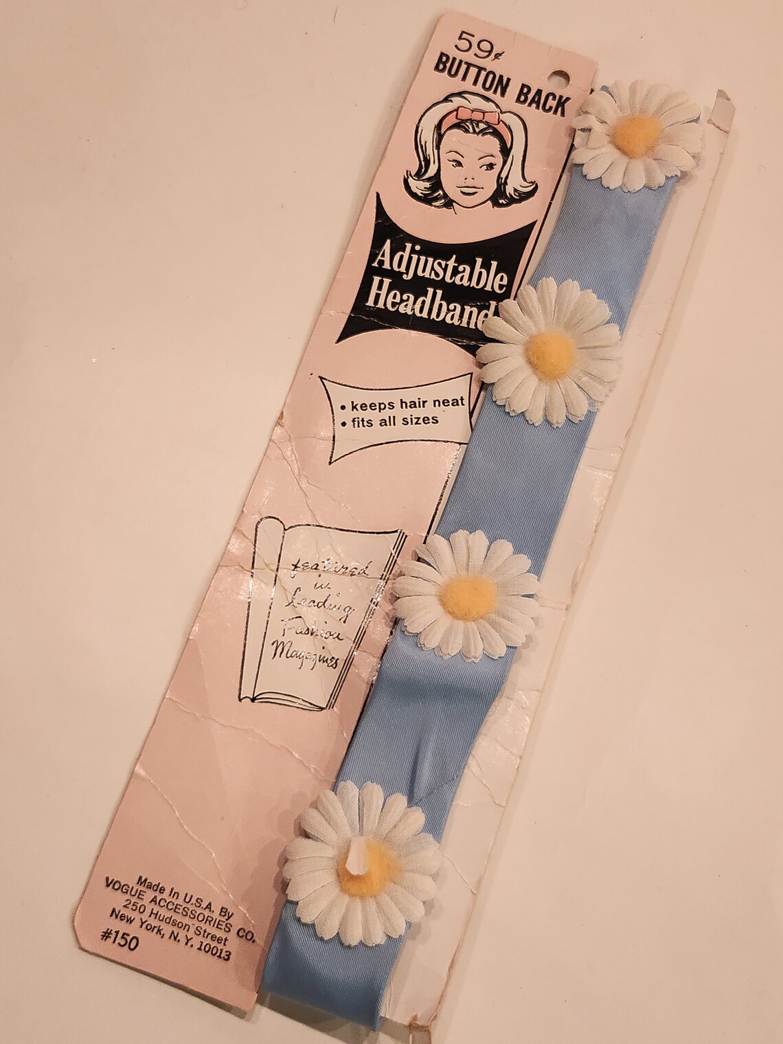 Vintage 60s Button Back Adjustable Headband in Original Package - Etsy