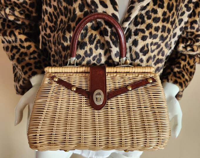 70s Boho Straw Handbag Purse, Top Handle - Etsy