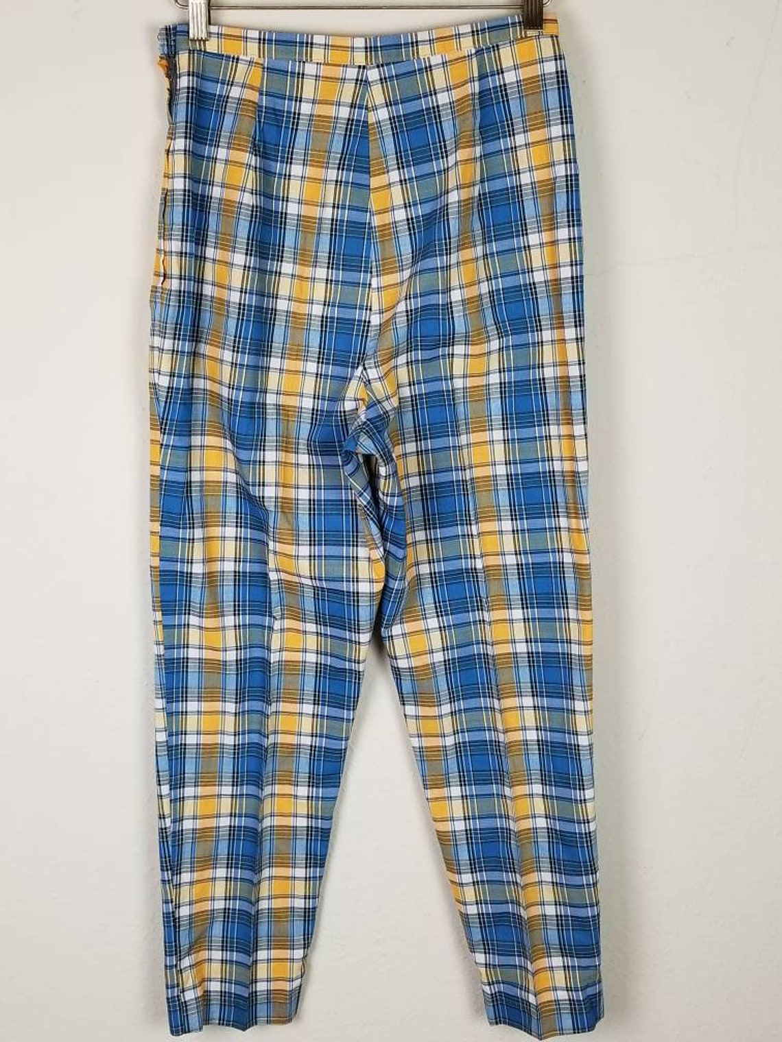 50s Capris 26x26 Blue Yellow Plaid Pedal Pushers Clam Diggers - Etsy