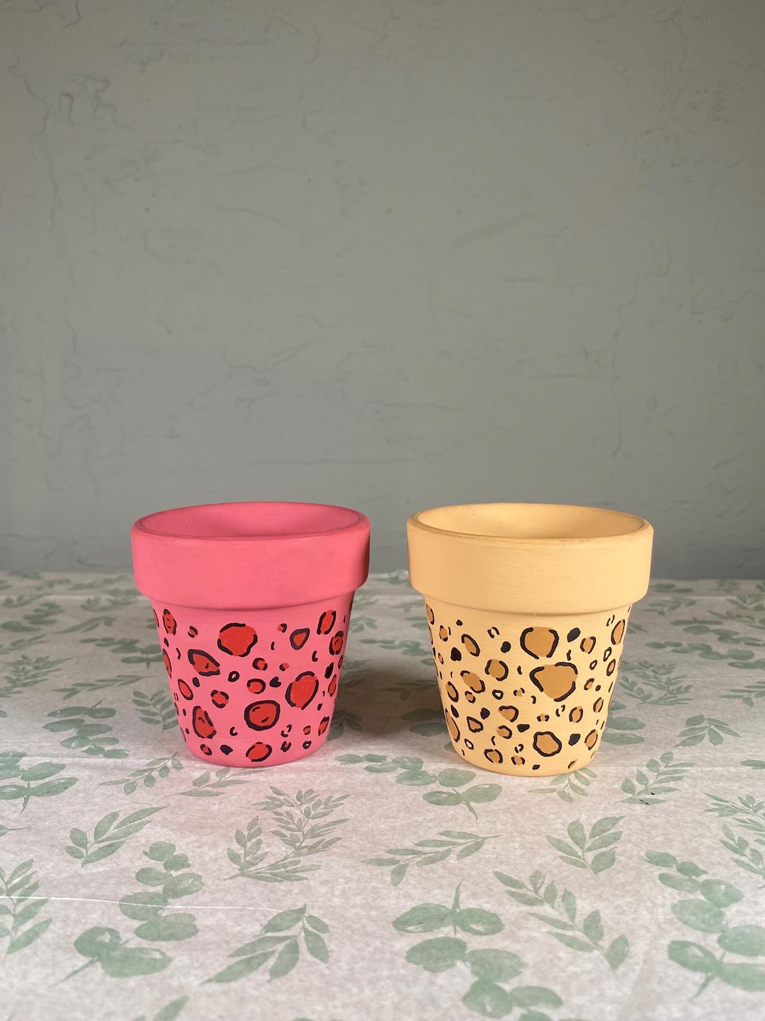 Hand Painted Cheetah Seeder Plant Pots/ Home Decor/ Cheetah Print ...