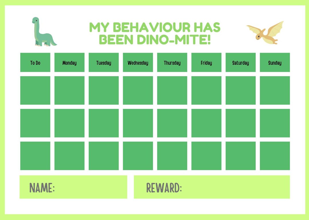 Dino Themed Positive Behaviour Chart for Children - Etsy