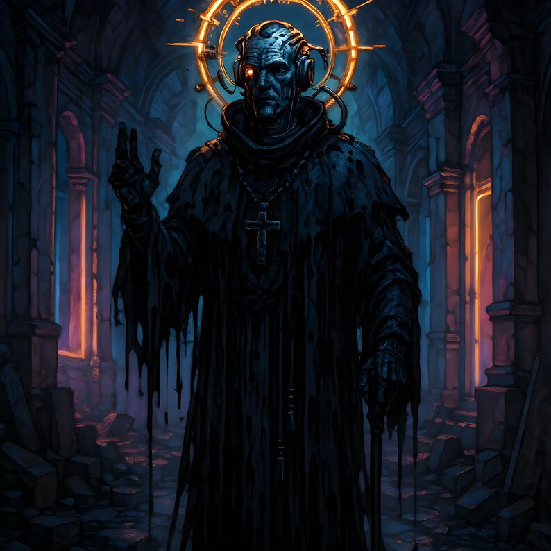 The Mecha Bishop – Cyberpunk Priest AI Art Print | Gothic Futuristic ...