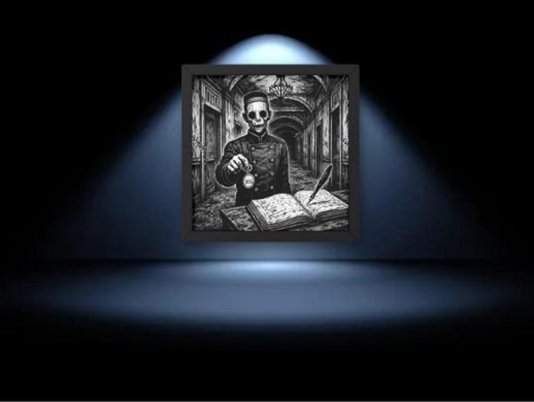 The Haunted Bellhop—creepy Surreal Hotel Horror Wall Art - Etsy