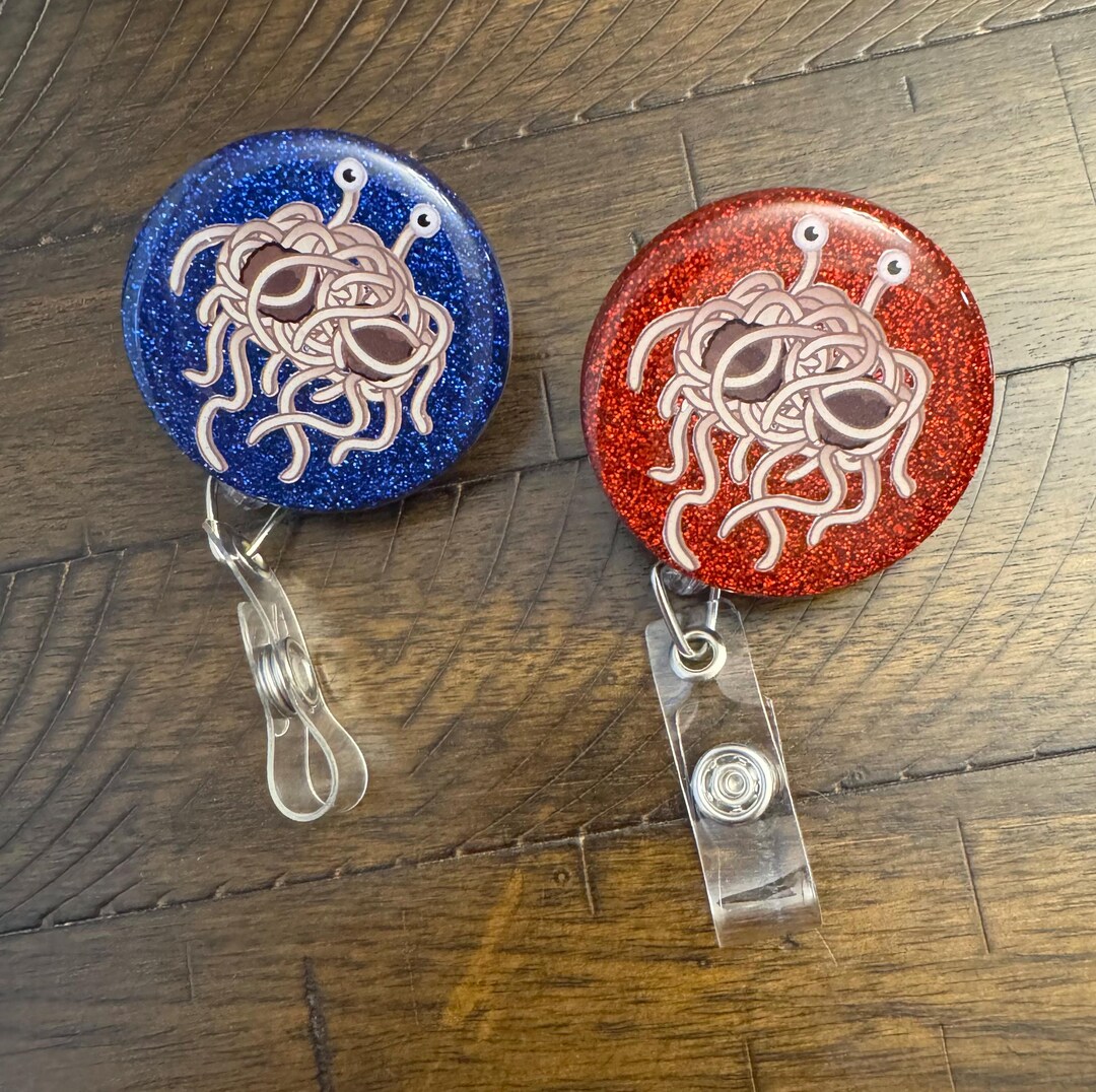 Flying Spaghetti Monster Glitter Badge Reel: Nurse Teacher Medical Name ...