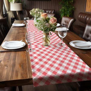 Red Gingham Table Runner - Classic Checkered Design for Dining Decor - Etsy