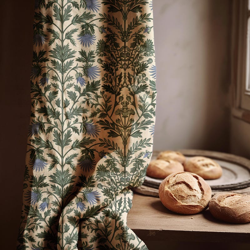 Blue Thistle Curtain - Etsy