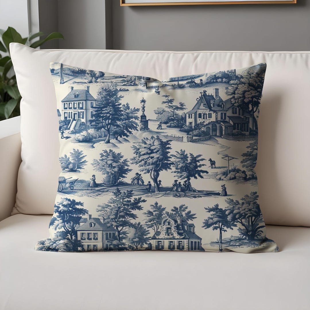 Romantic Garden and Chateau Print Pillowcase French Country Elegance ...