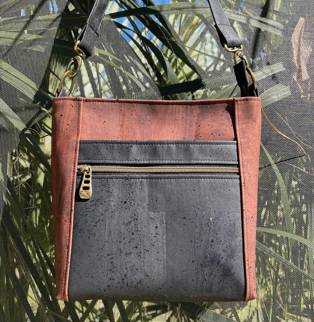 CORK Crossbody Purse: Black and Chocolate Brown CORK Two Zip Hipster - Etsy