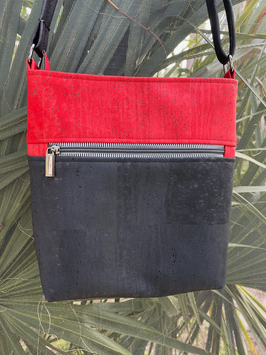 CORK Crossbody Purse in Carmine Red and Black CORK - Etsy