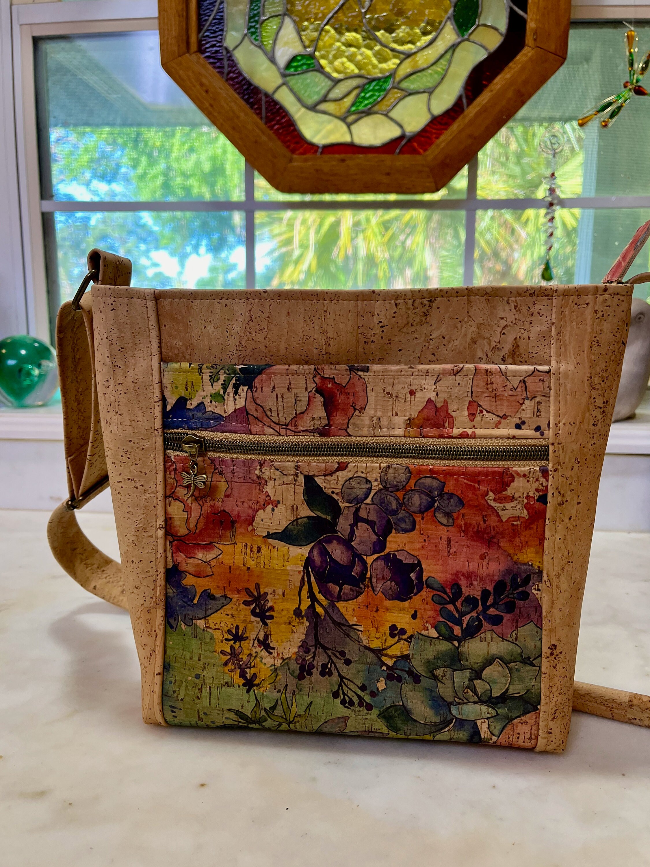 Cork Crossbody Two Zip Hipster Purse With Waterflower Pockets - Etsy