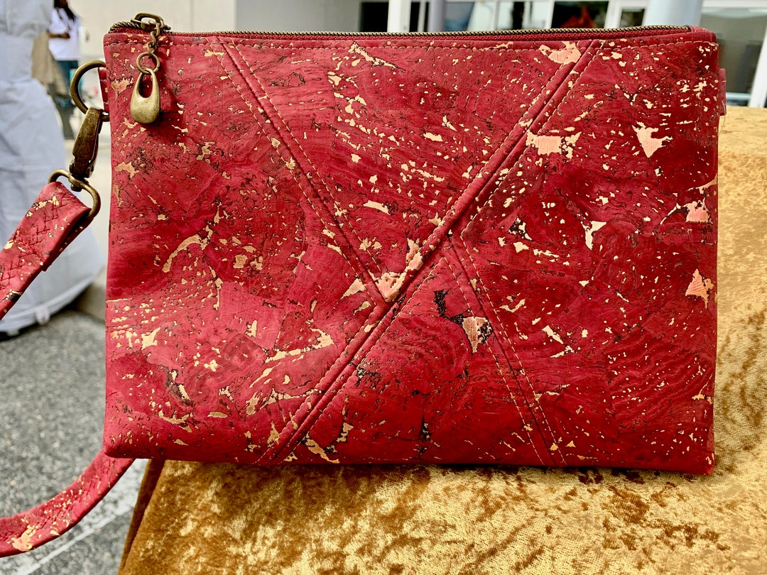 CORK Crossbody Purse "vista" in Red With Gold - Etsy