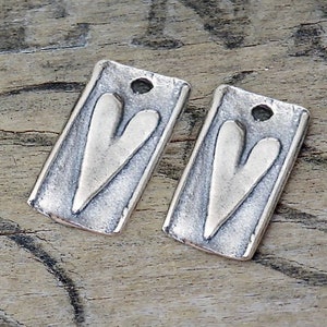 Heart on a Rectangle | Rustic Artisan Sterling Silver Charms | Jewelry ...