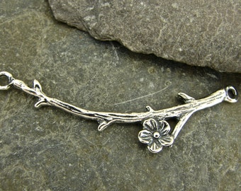 Cherry Branch Curved Sterling Silver Branch Link or Necklace | Etsy