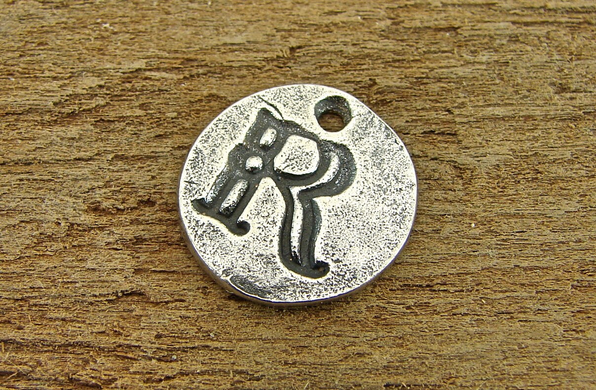 Antique Font Monogram Initial - Letter R - Rustic Artisan Sterling ...