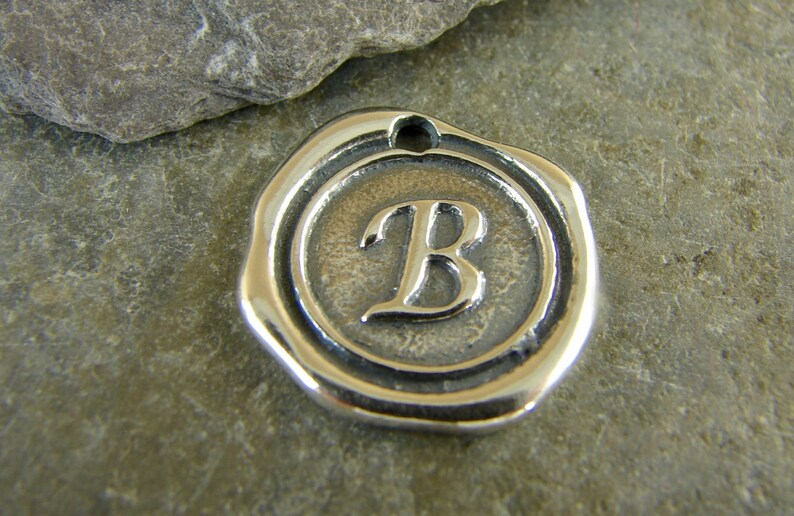 Sterling Silver Wax Seal B Pendant - Letter B - Artisan Sterling Silver ...