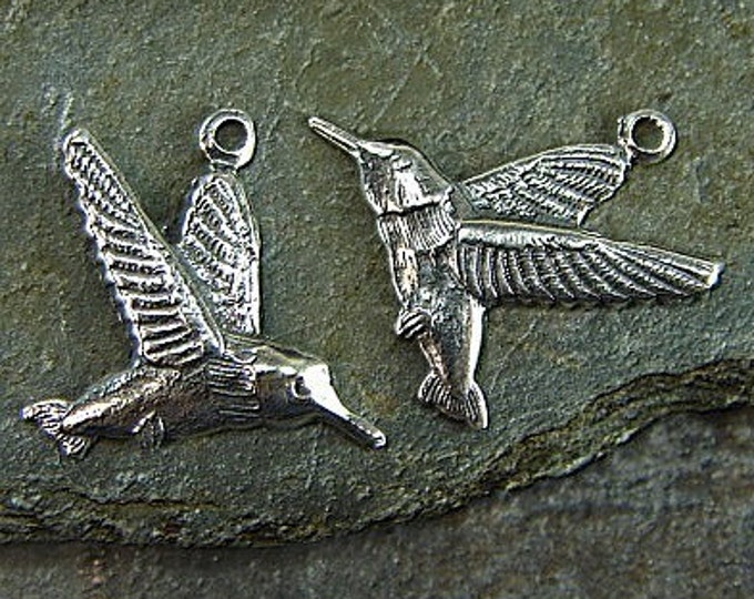 Hummingbirds Sterling Silver Hummingbird Charms One Pair Two Pieces - Etsy