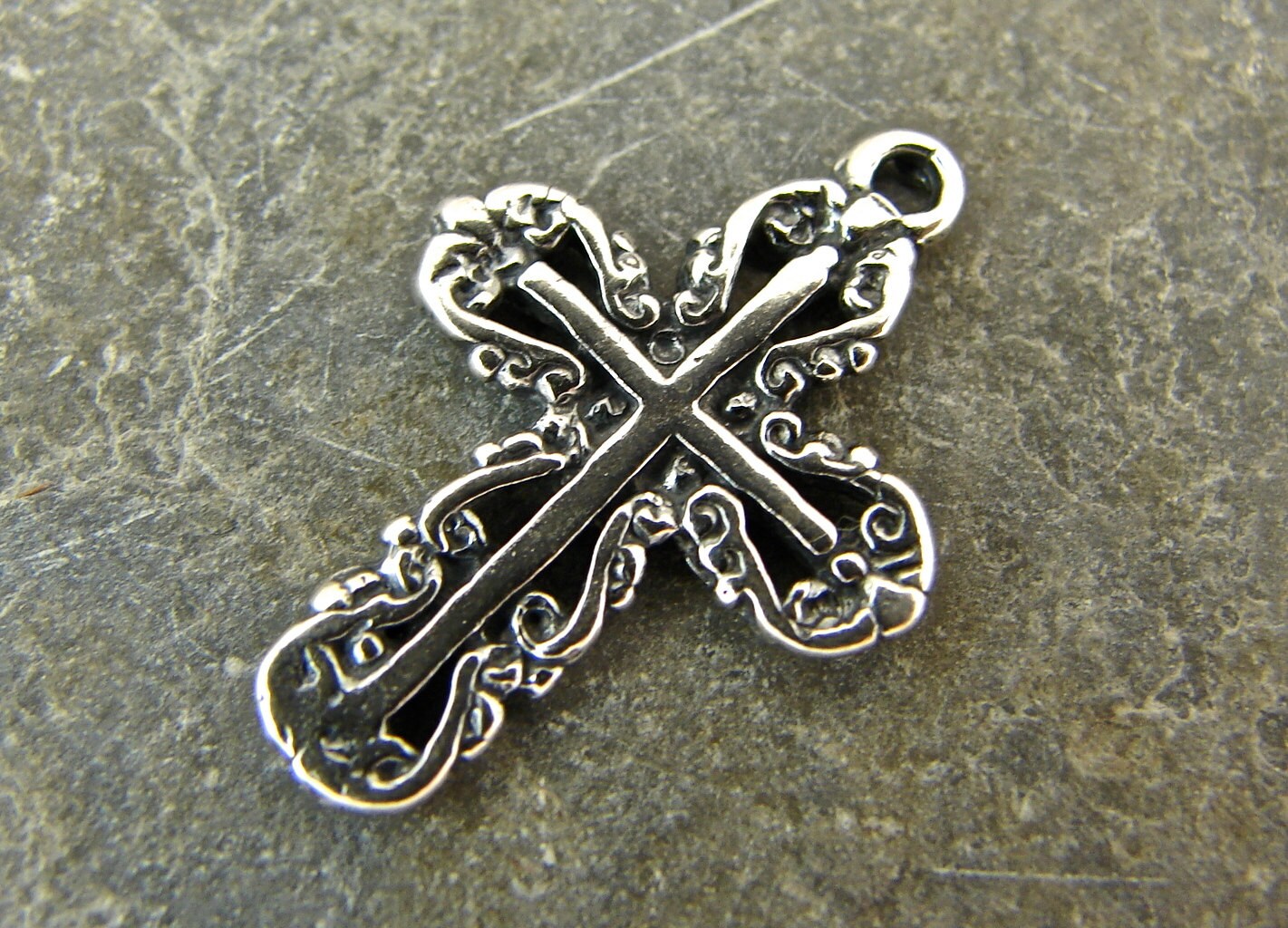 Filigree Cross Sterling Silver Cross Charm or Petite Pendant | Etsy