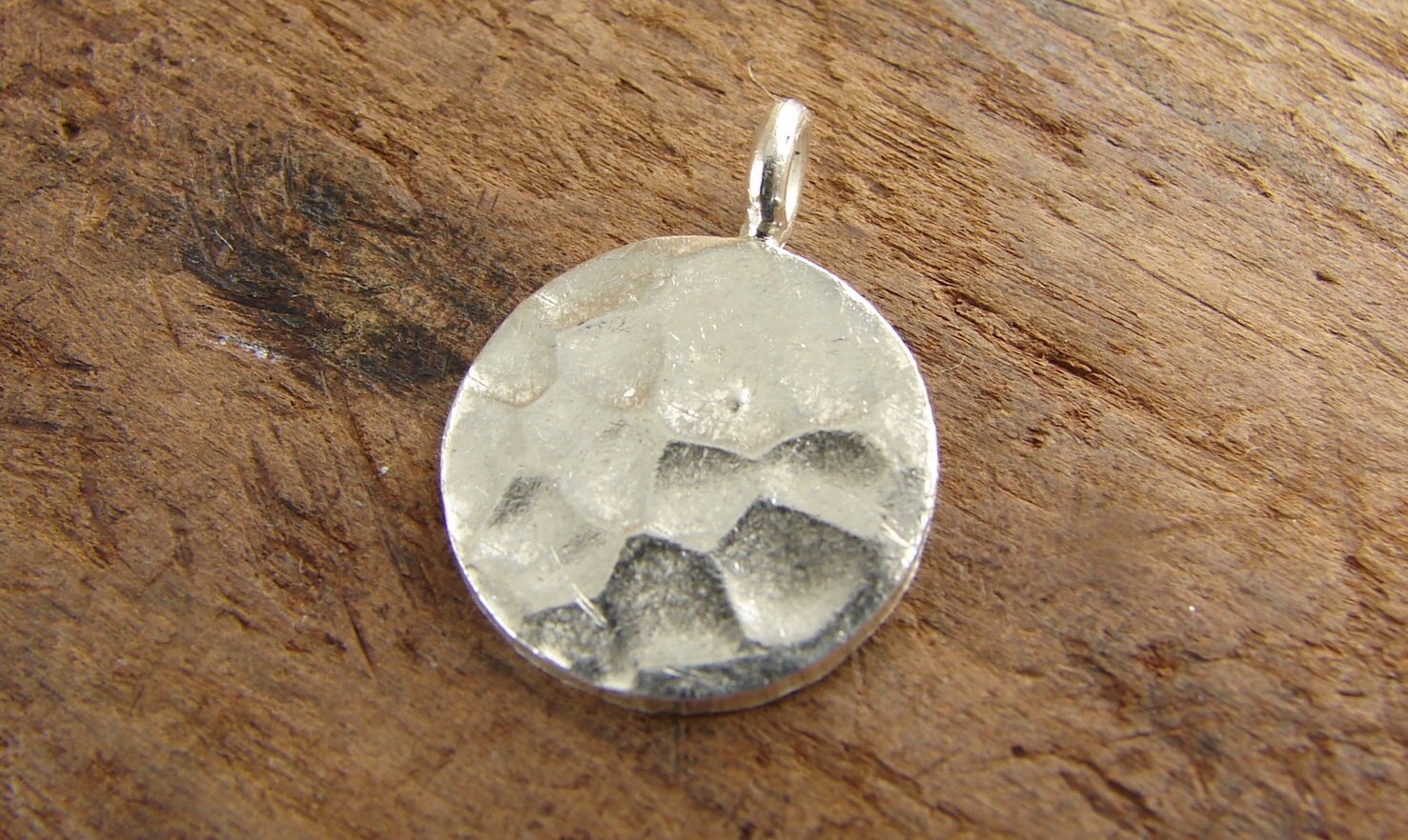 Hammered Disk Pendant Fine Silver Charms Round Pendant | Etsy