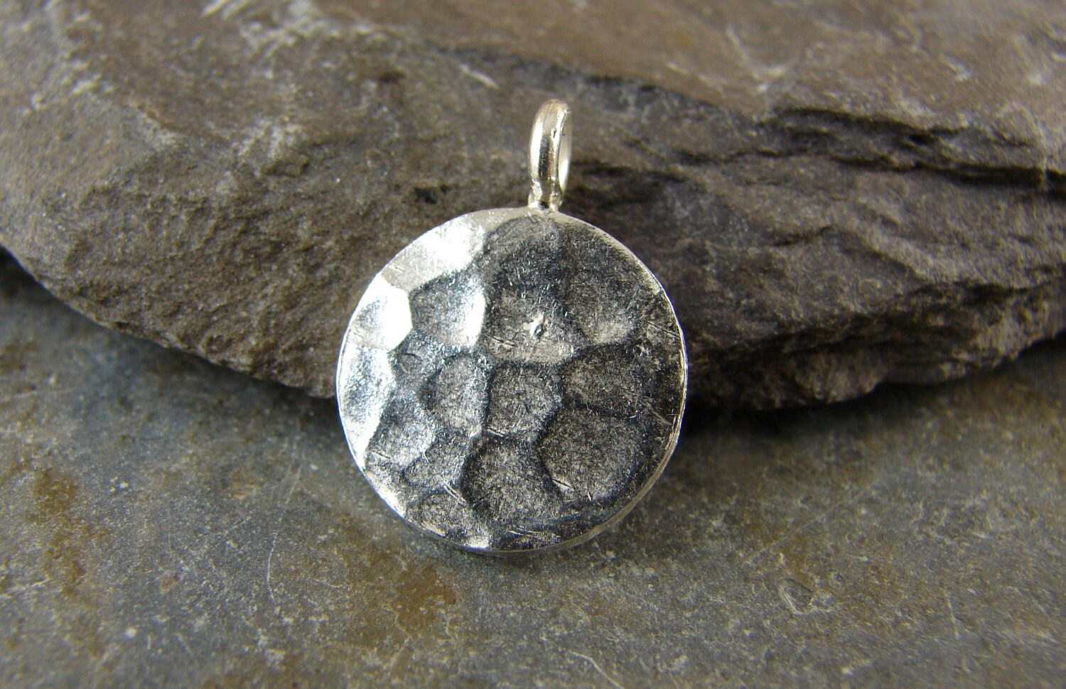 Hammered Disk Pendant Fine Silver Charms Round Pendant | Etsy