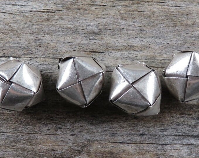 Hill Tribe Fine Silver Origami Cube Beads Thai Artisan Bead Hill Tribe ...