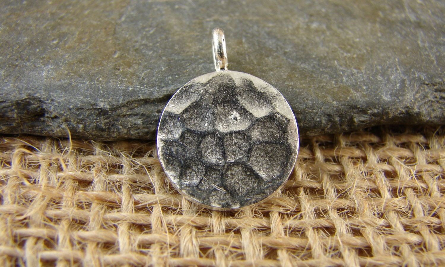 Hammered Disk Pendant Fine Silver Charms Round Pendant | Etsy