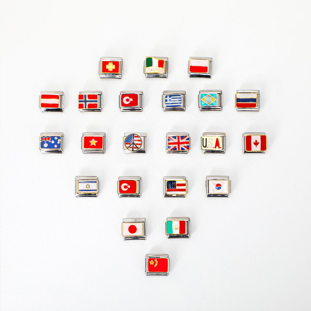 Silver Italian Modular Bracelet, Flag Module, Italian Jewelry, Jewelry ...