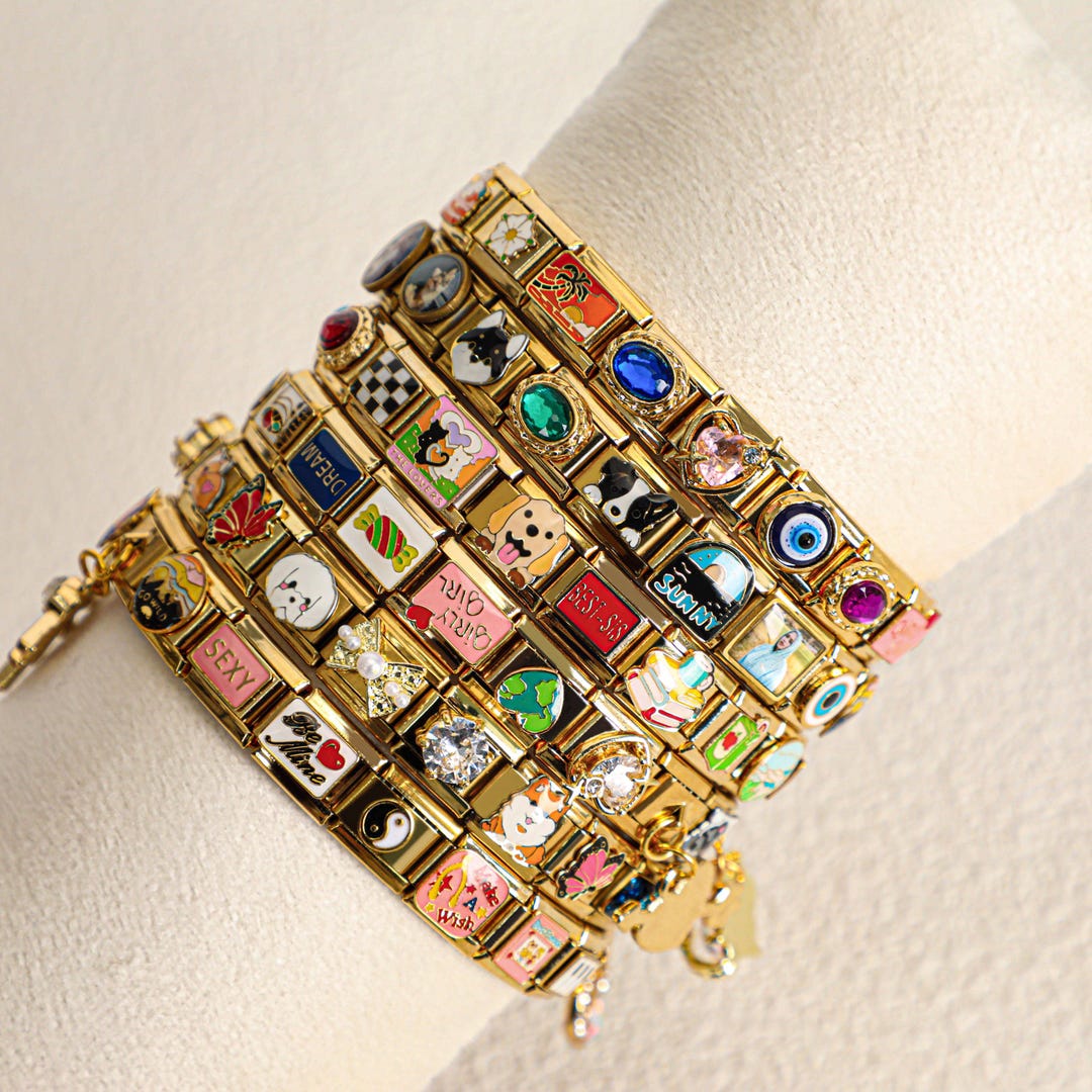 Italian Gold Modular Bracelet, Gold and Silver Free Combination ...