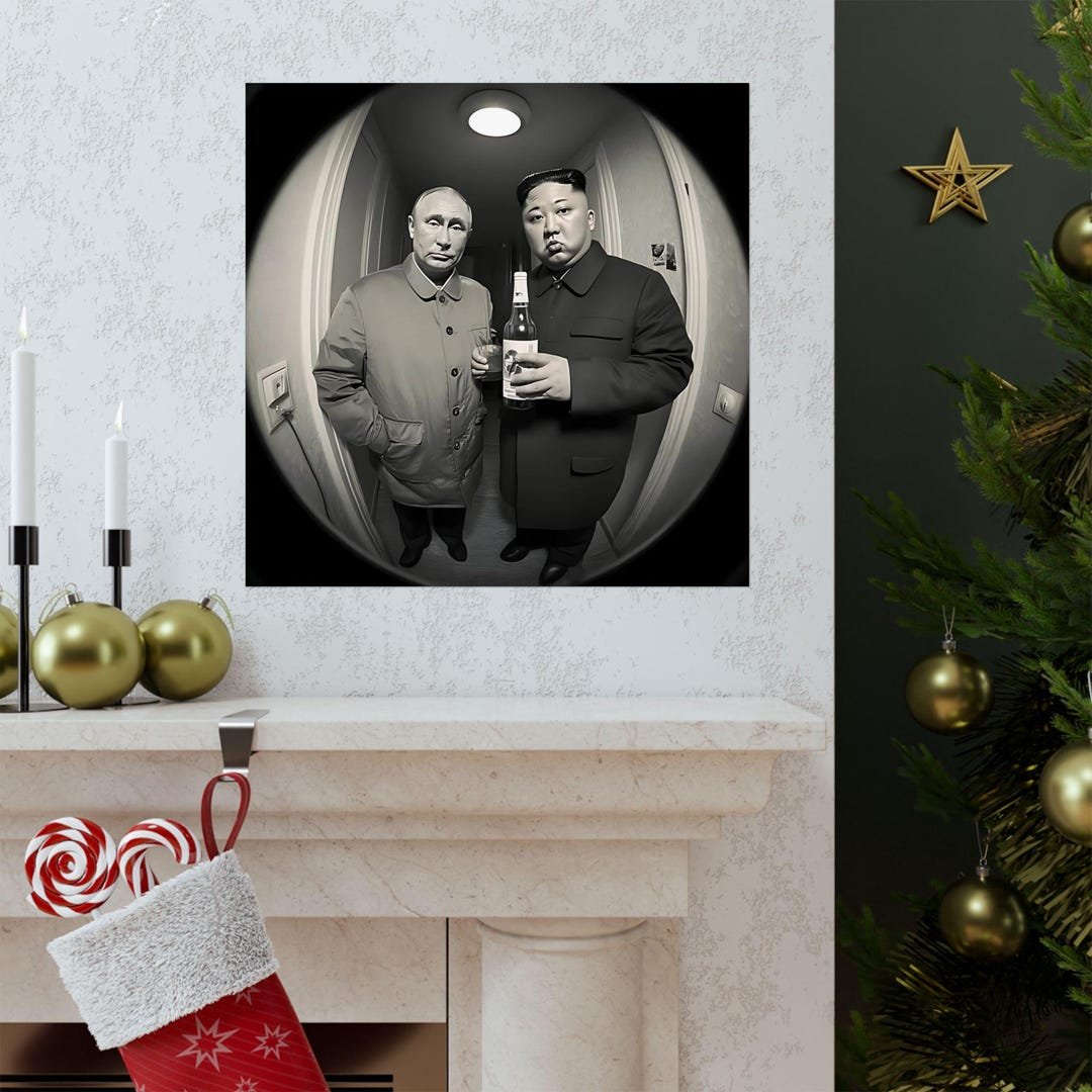 Putin & Kim Jong Un Funny Wall Art, Humorous World Leaders Print, Gag ...