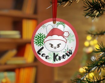 Hyunjin Stray Kids Skzoo Christmas Metal Ornaments, Red Snowflake ...