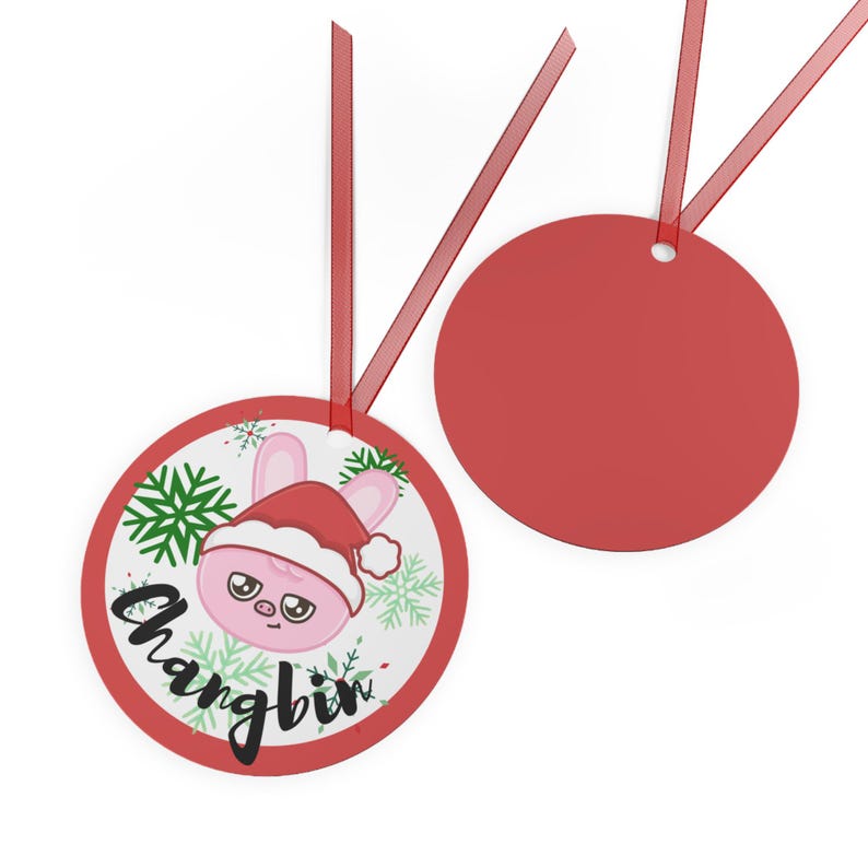 Changbin Stray Kids Skzoo Christmas Metal Ornaments, Red Snowflake ...