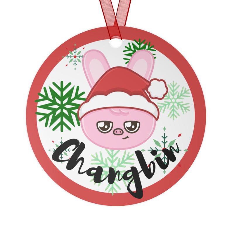 Changbin Stray Kids Skzoo Christmas Metal Ornaments, Red Snowflake ...