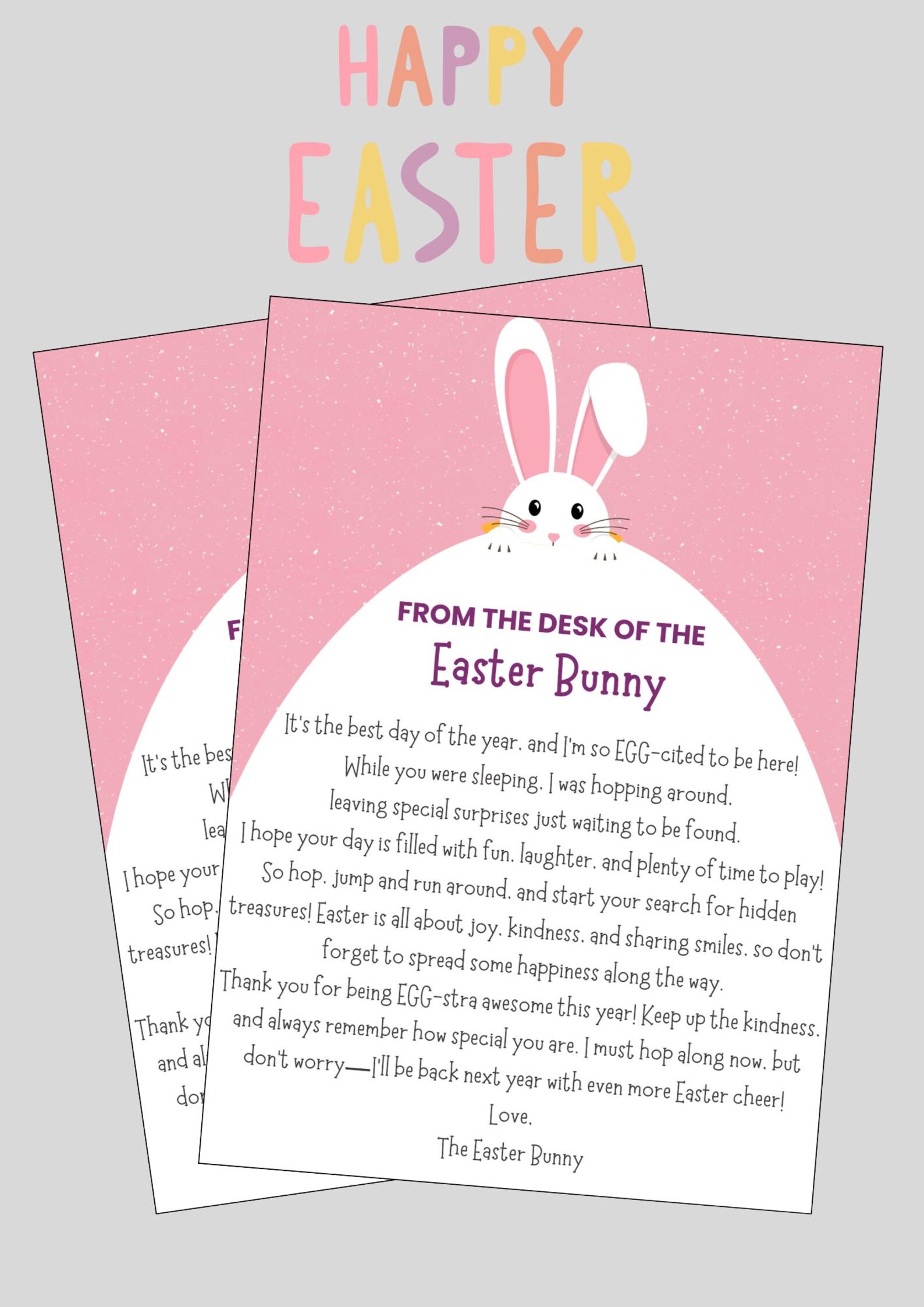 Letter From the Desk of the Easter Bunny,easter Bunny Letter,egg Hunt ...