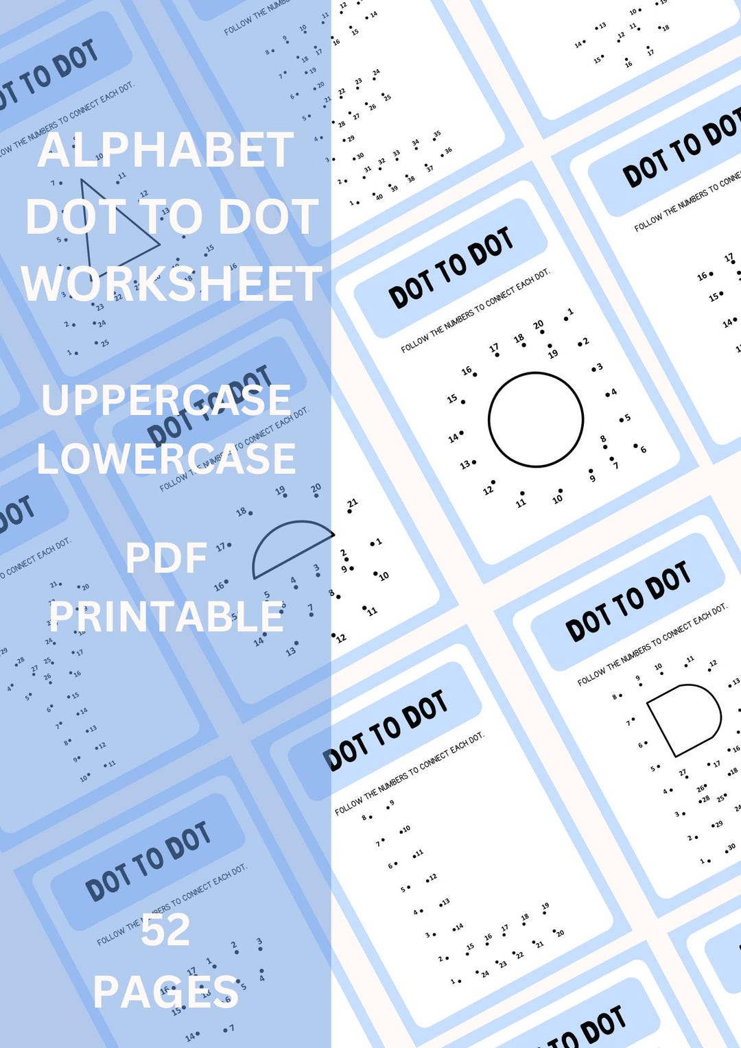 Alphabet Dot to Dot: Uppercase & Lowercase (PDF Pattern) - Etsy
